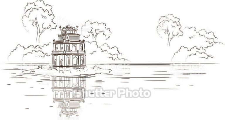 Tổng hợp tranh tô màu hồ Gươm đẹp nhất dễ tải dễ in Update 2025